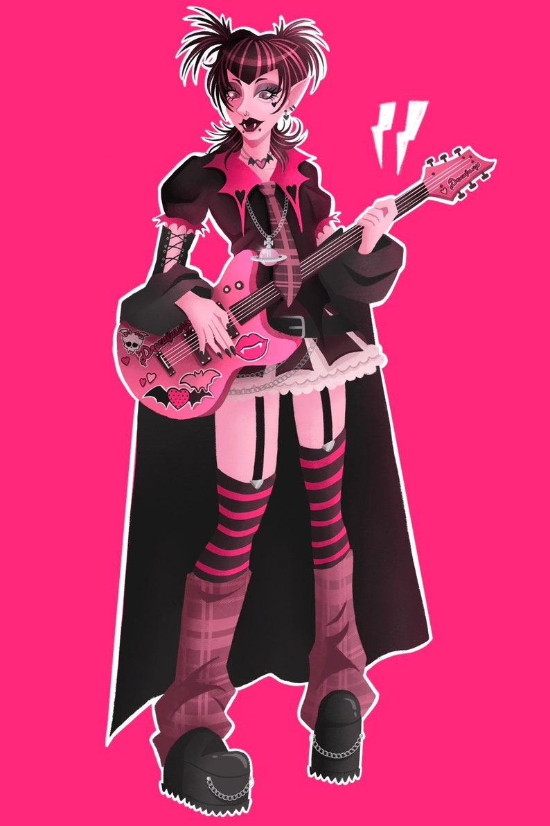 Pink Punk Draculaura Postcard Print - Etsy