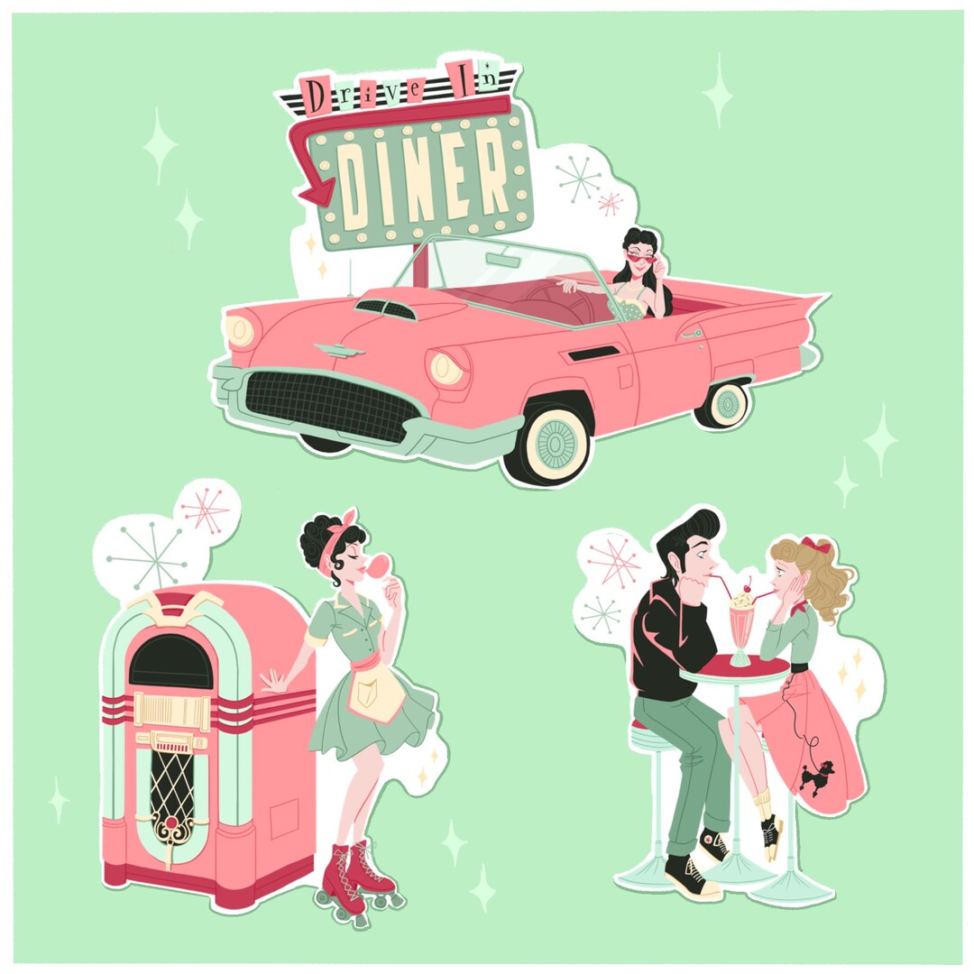 Date at the Diner Stickers - Etsy