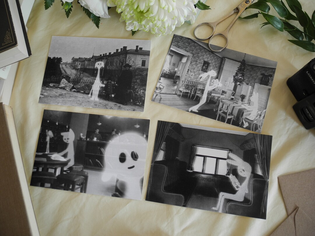 Vintage Emo Style Illustrated Art Postcards With Ghostly Illustrated ...