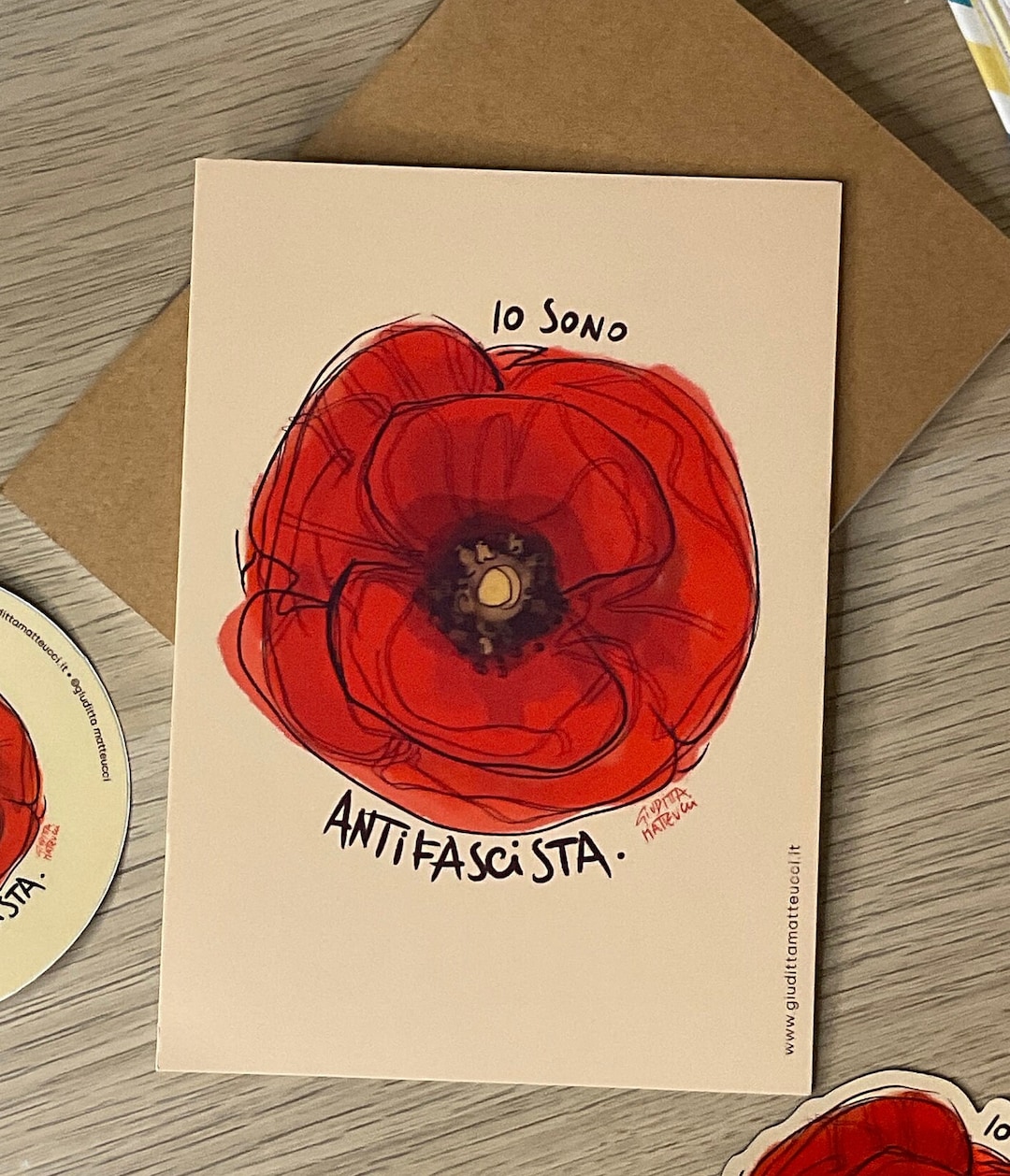 I'm an Anti-fascist Set of Card Antifascim Poppy Resistence Flowers Red ...