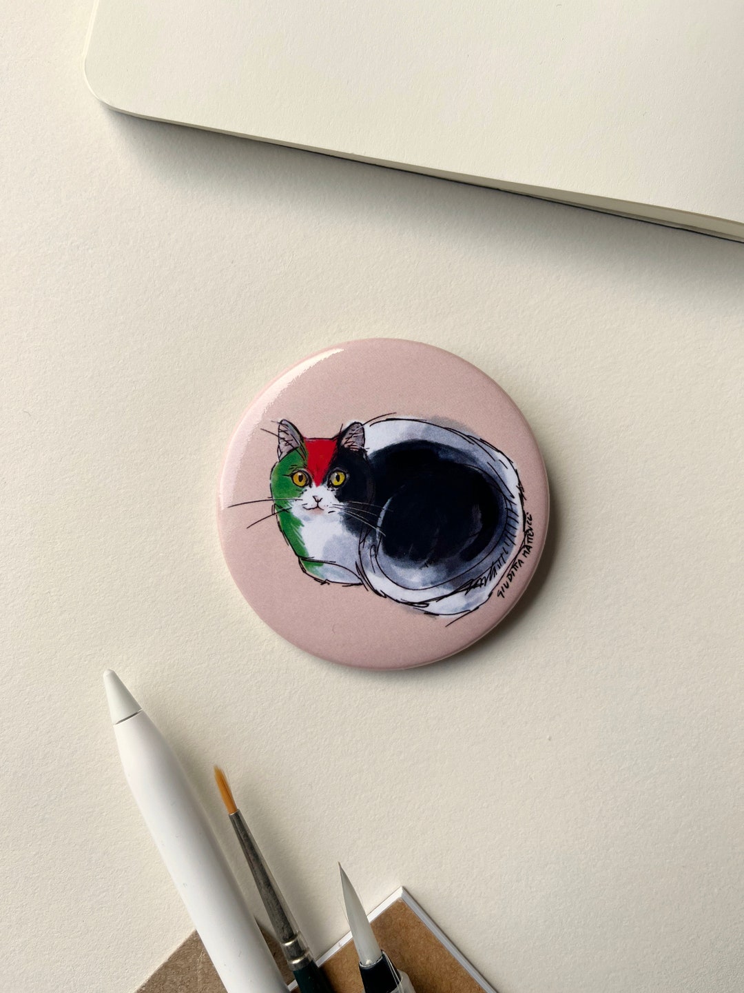 Cat Pro Palestine Pin Illustrated With Cat Color of Palestinian Flag - Etsy