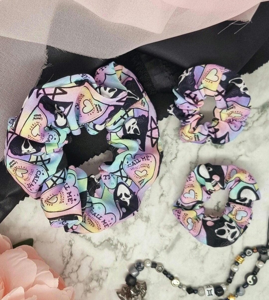 Fan Art Scream Ghostface Scrunchie Set: Pastel Rainbow Hair Accessories ...
