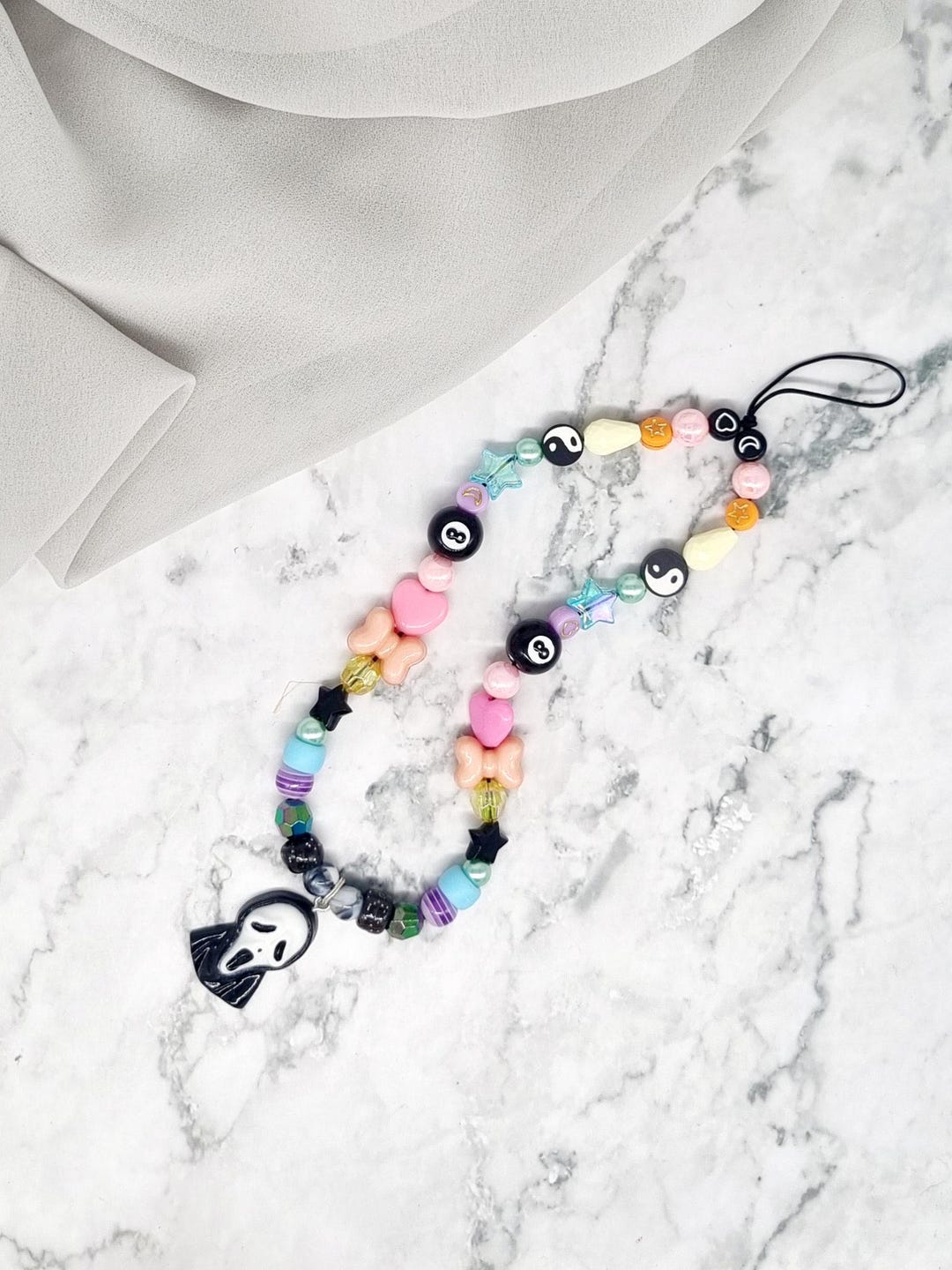 Scream Horror Film Theme Pastel Rainbow Y2K Style Beaded Phone Charm ...