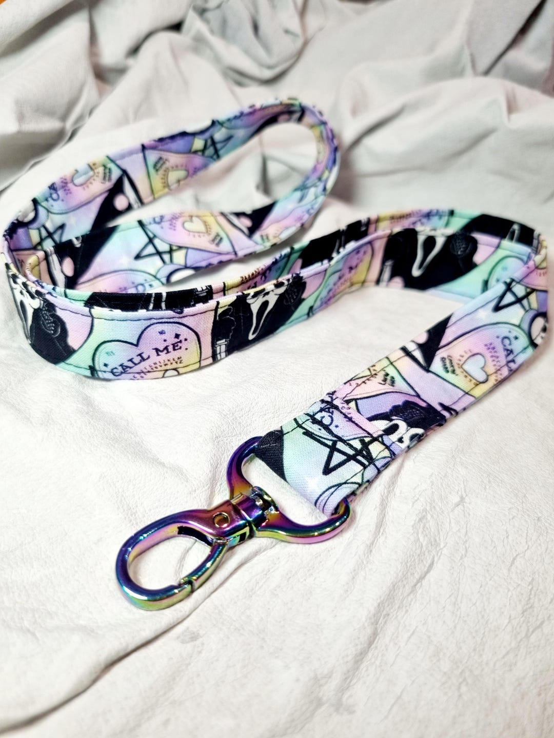 Scream Ghostface Lanyard: Pastel Rainbow Fabric Loop Keyring - Etsy