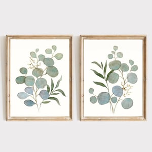 Eucalyptus Prints Set of 2 Watercolor Paintings Large Floral Wall Art ...
