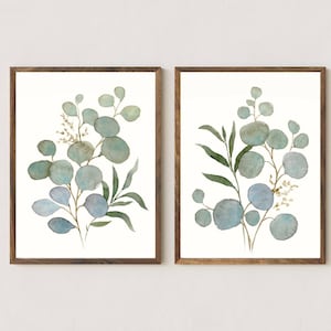 Eucalyptus Prints Set of 2 Watercolor Paintings Large Floral Wall Art ...