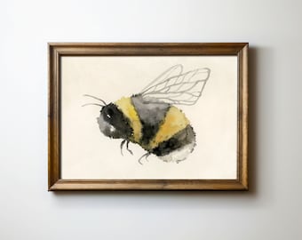 Bumble Bee Watercolor Art Print - Etsy