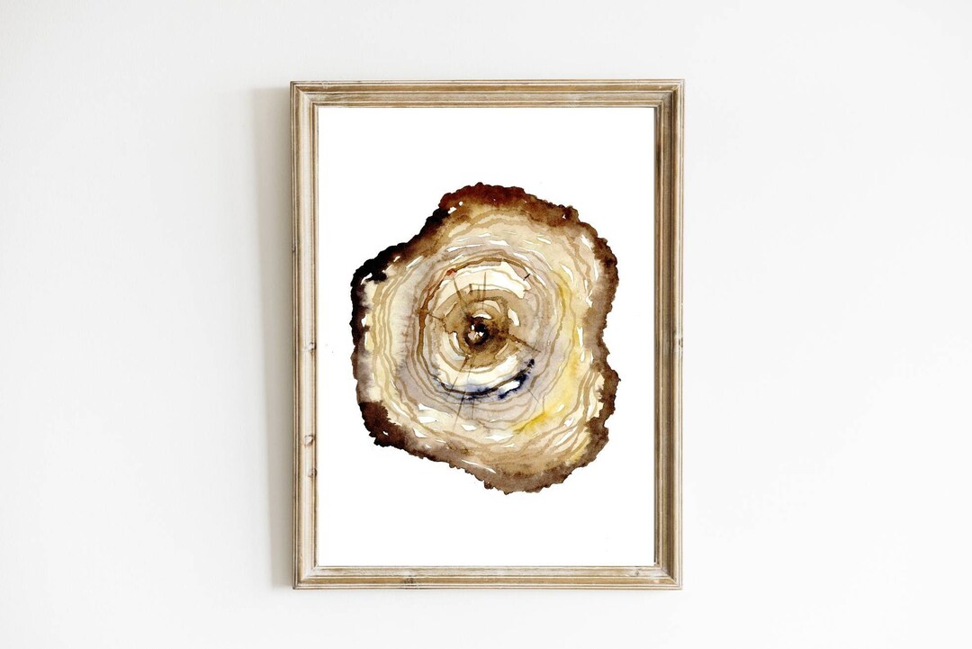 Oak Tree Ring Poster Tree Ring Print Watercolor Painting Large Tree ...