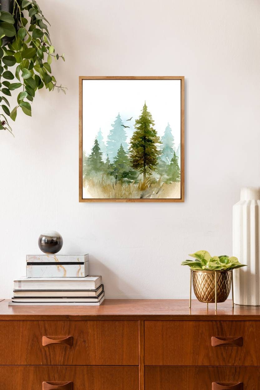 Ever Green Forest Print Watercolor Landscape Abstract Pine - Etsy