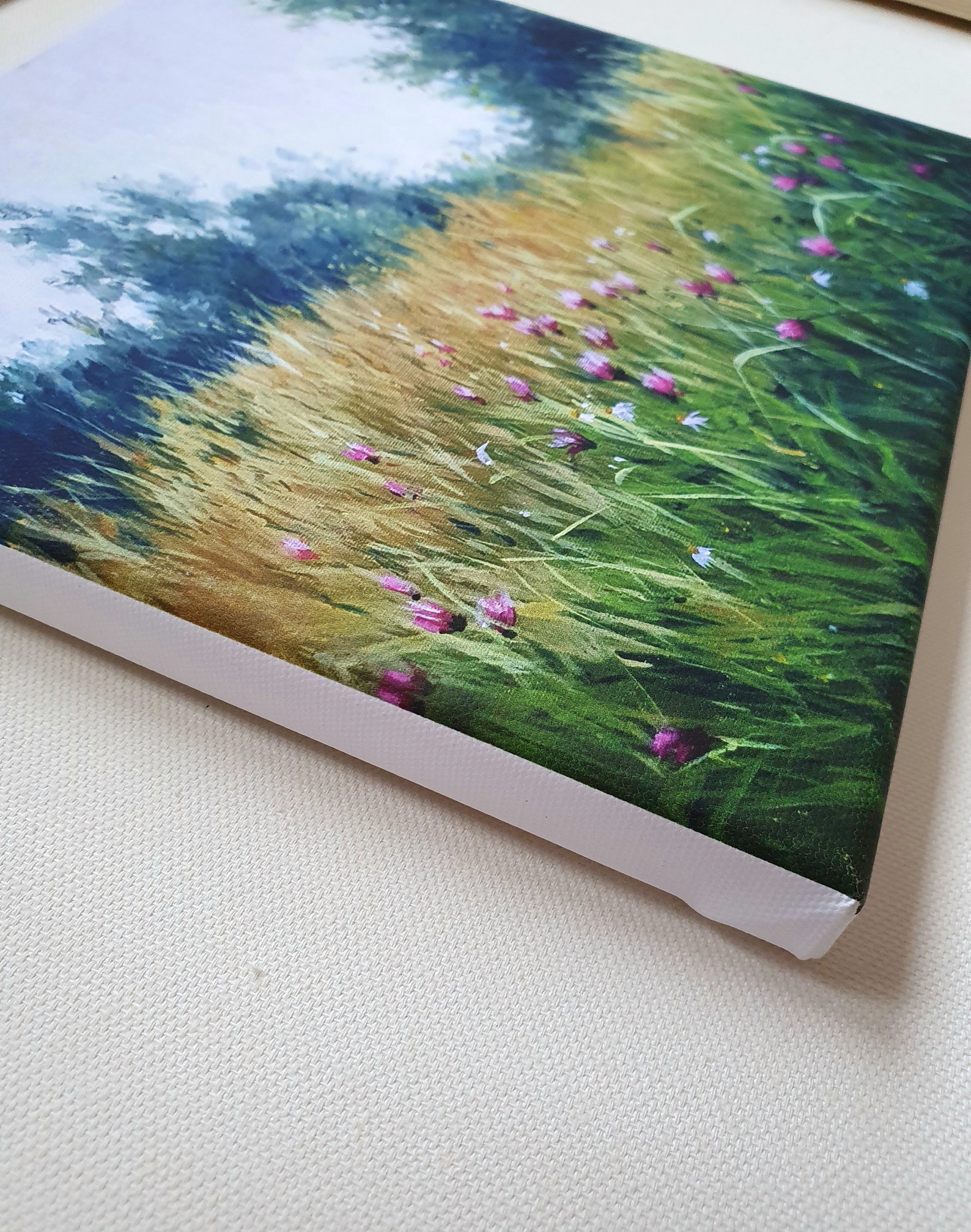 Small canvas landscape 8x8 canvas print wildflowers | Etsy