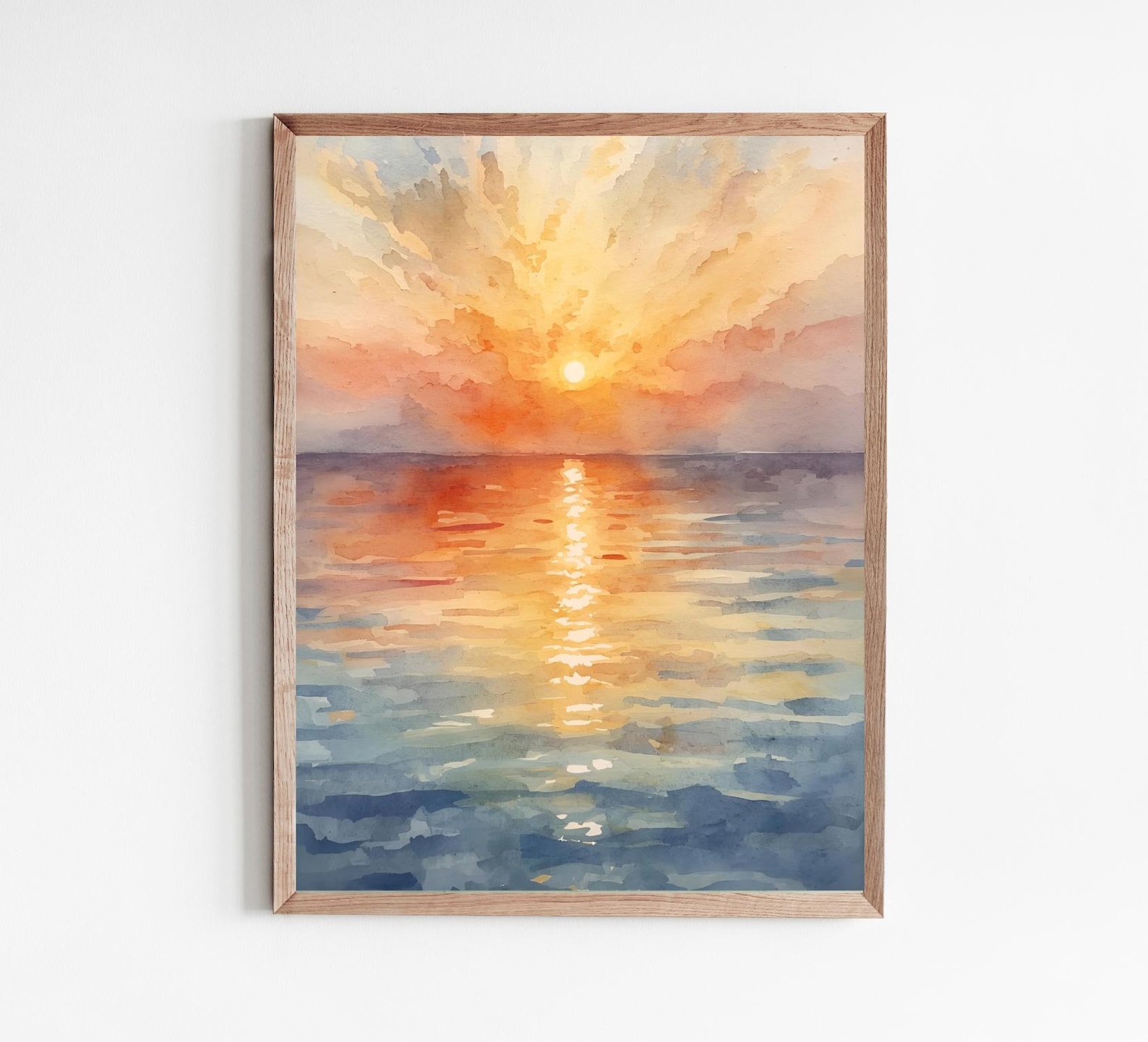 Sunset Sea Painting Coastal Art Print Abstract Seascape Ocean Wall Art ...