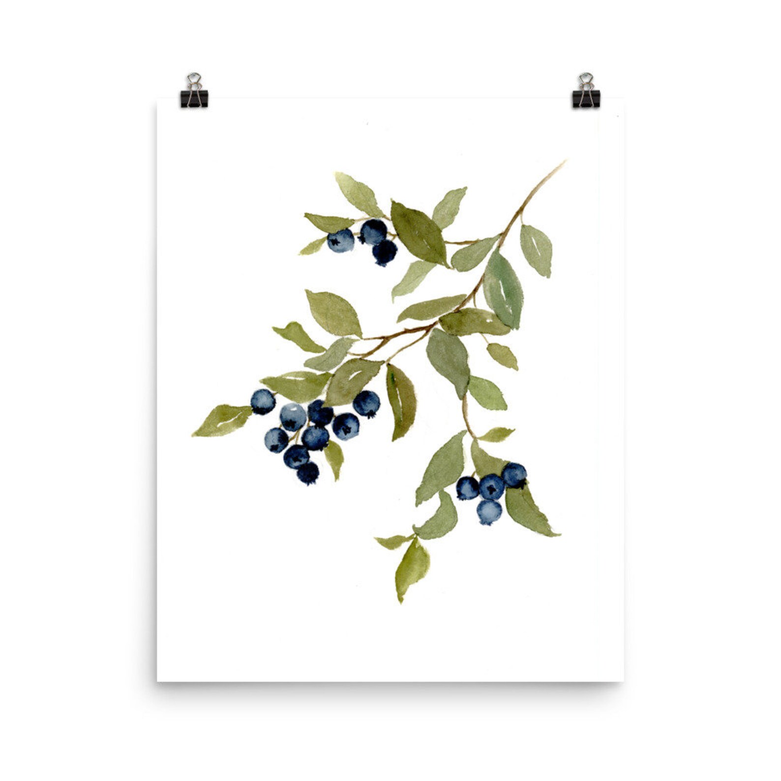 Blueberry art print watercolor poster wall art plants | Etsy