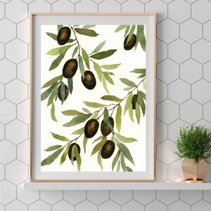 Olive Print Olive Tree Wall Art Abstract Watercolor Painting Kitchen ...