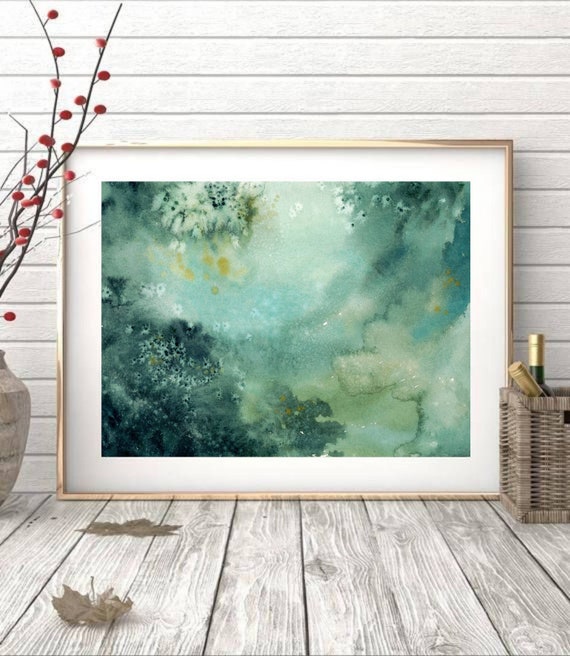 Abstract Ocean Painting Large Watercolor Coastal Print - Etsy