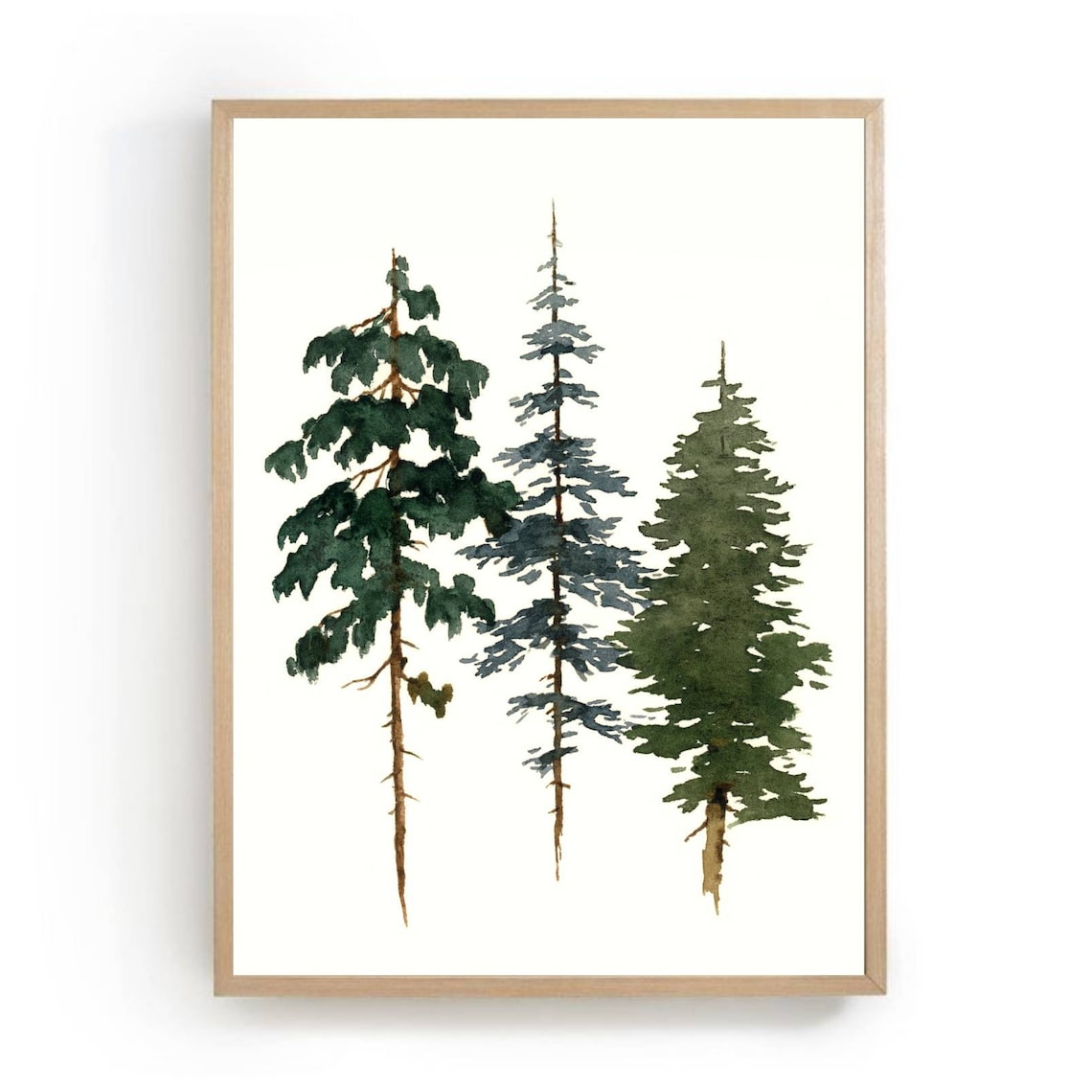 Pine Tree Wall Art Evergreen Tree Print Minimalist Watercolor - Etsy
