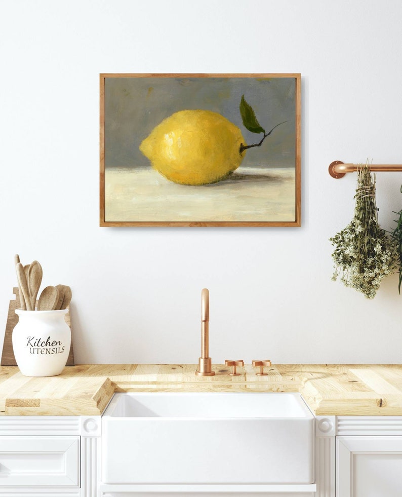 Lemon Art Print Small Oil Painting Prints Kitchen Wall Art Still Life ...