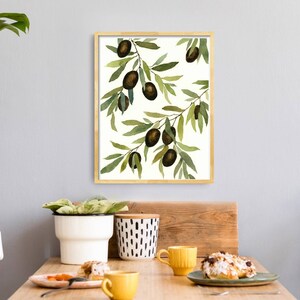Olive Print Olive Tree Wall Art Abstract Watercolor Painting Kitchen ...