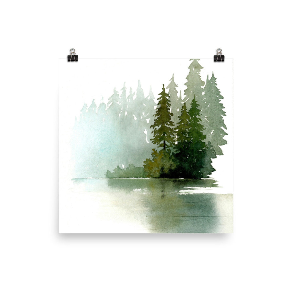 Pine Forest Poster Abstract Landscape Watercolor Art Print | Etsy Canada
