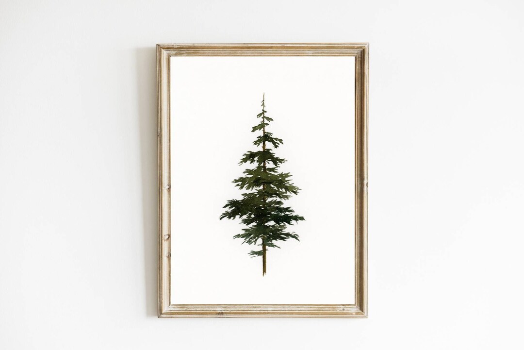 Pine Tree Wall Art Winter Wall Decor Watercolor Painting Evergreen Pine ...