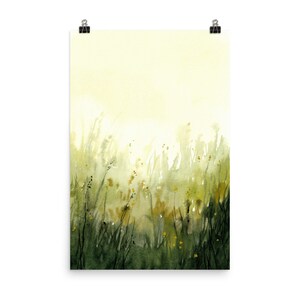 Watercolor Painting Landscape Abstract Wall Art Green Field Art Print ...