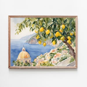 Positano Watercolor Painting Lemon Tree Art Print Italian Cityscape ...