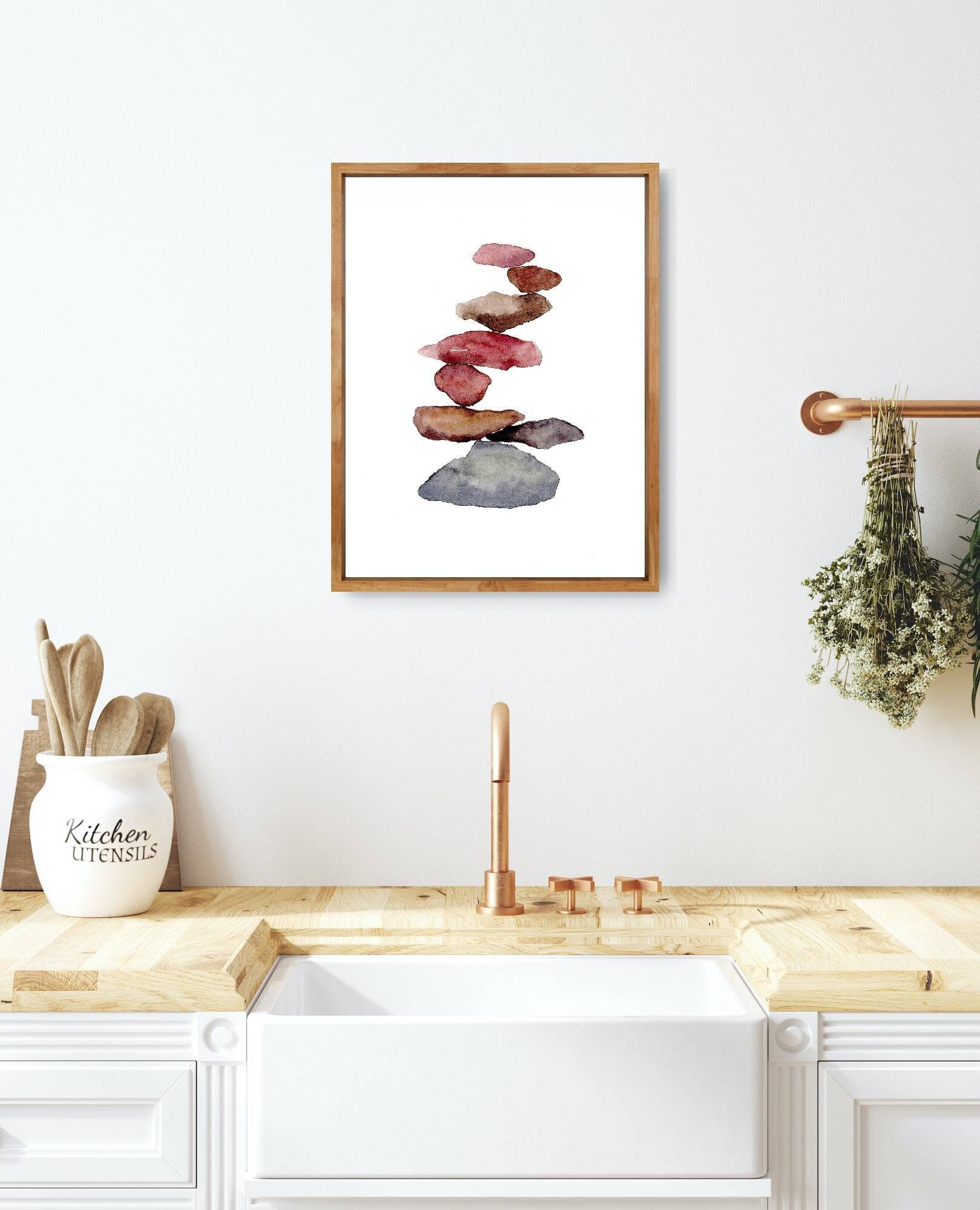 Stones Watercolor Balancing Stones Art Print Large Pink Gray - Etsy