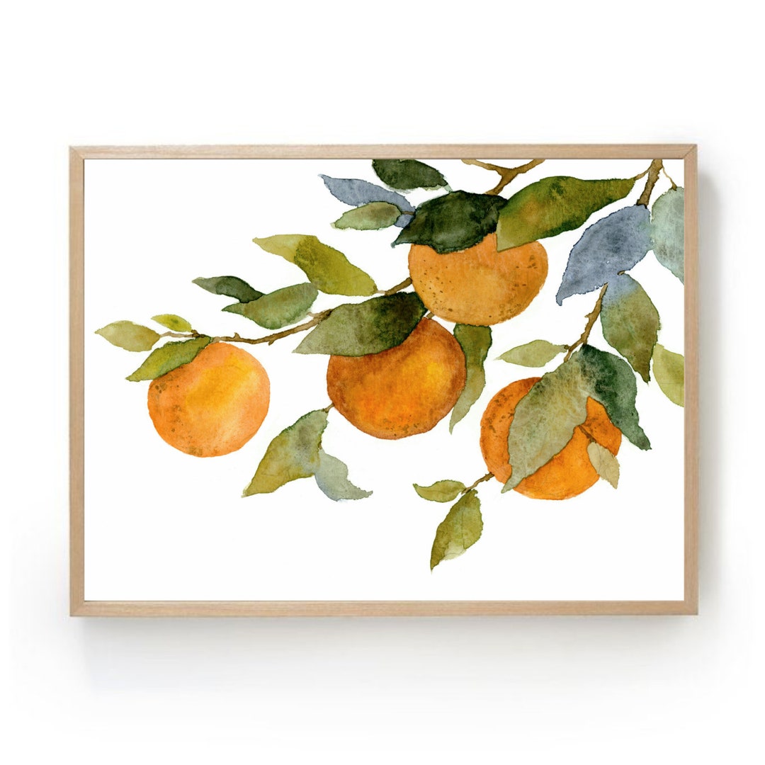 Clementine Art Print Orange Tree Watercolor Painting Citrus Fruits Wall ...