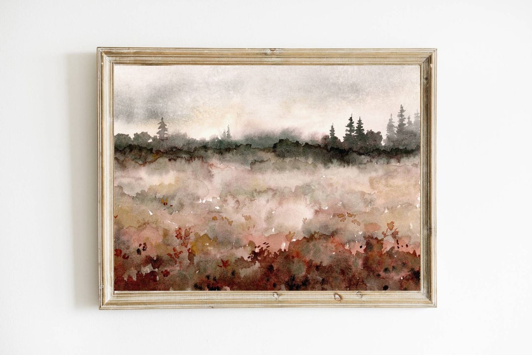 Forest Meadow Wall Art Large Abstract Landscape Painting Misty Flower ...