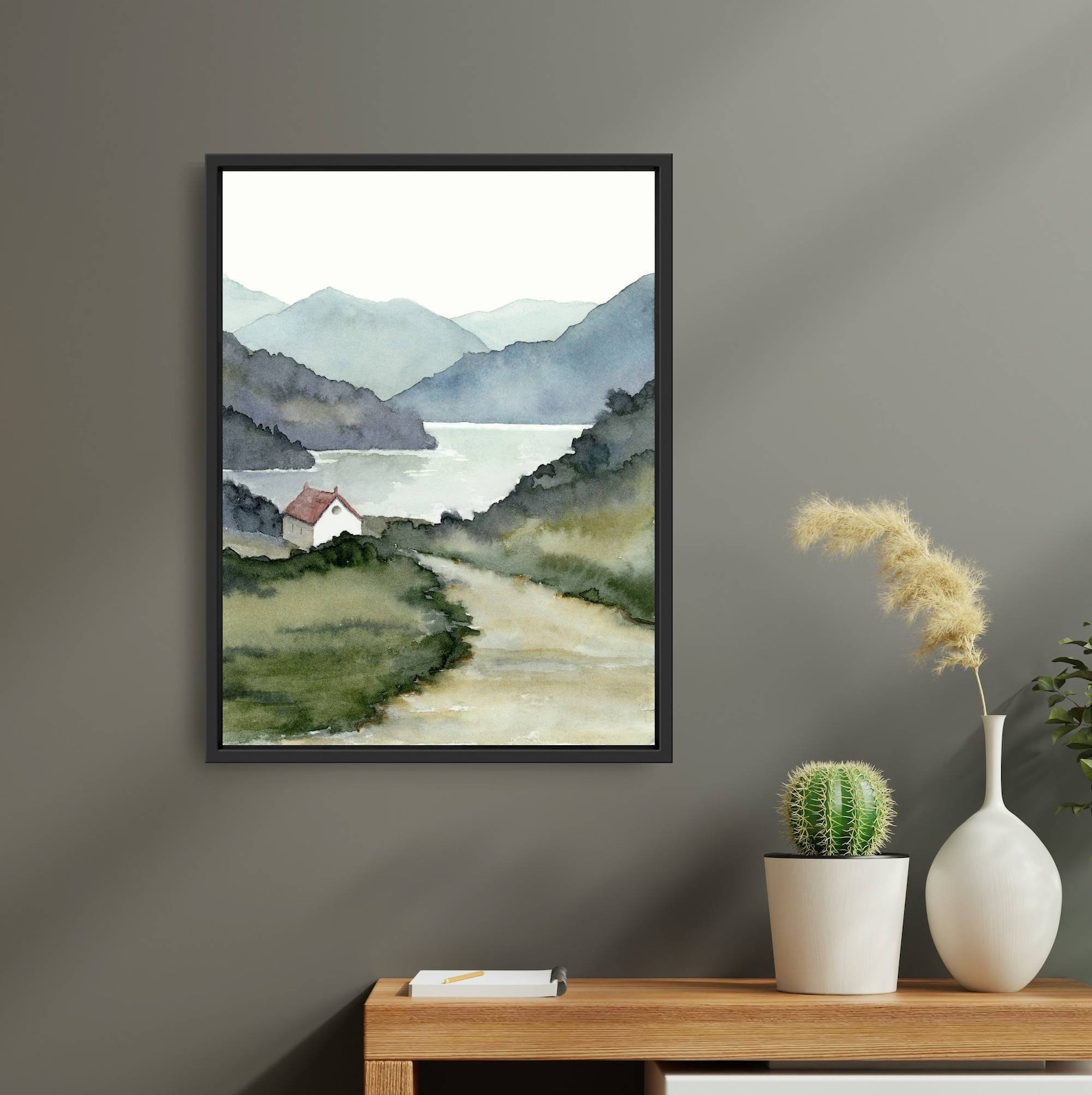 Lake House Painting Large Watercolor Landscape Norway Art - Etsy