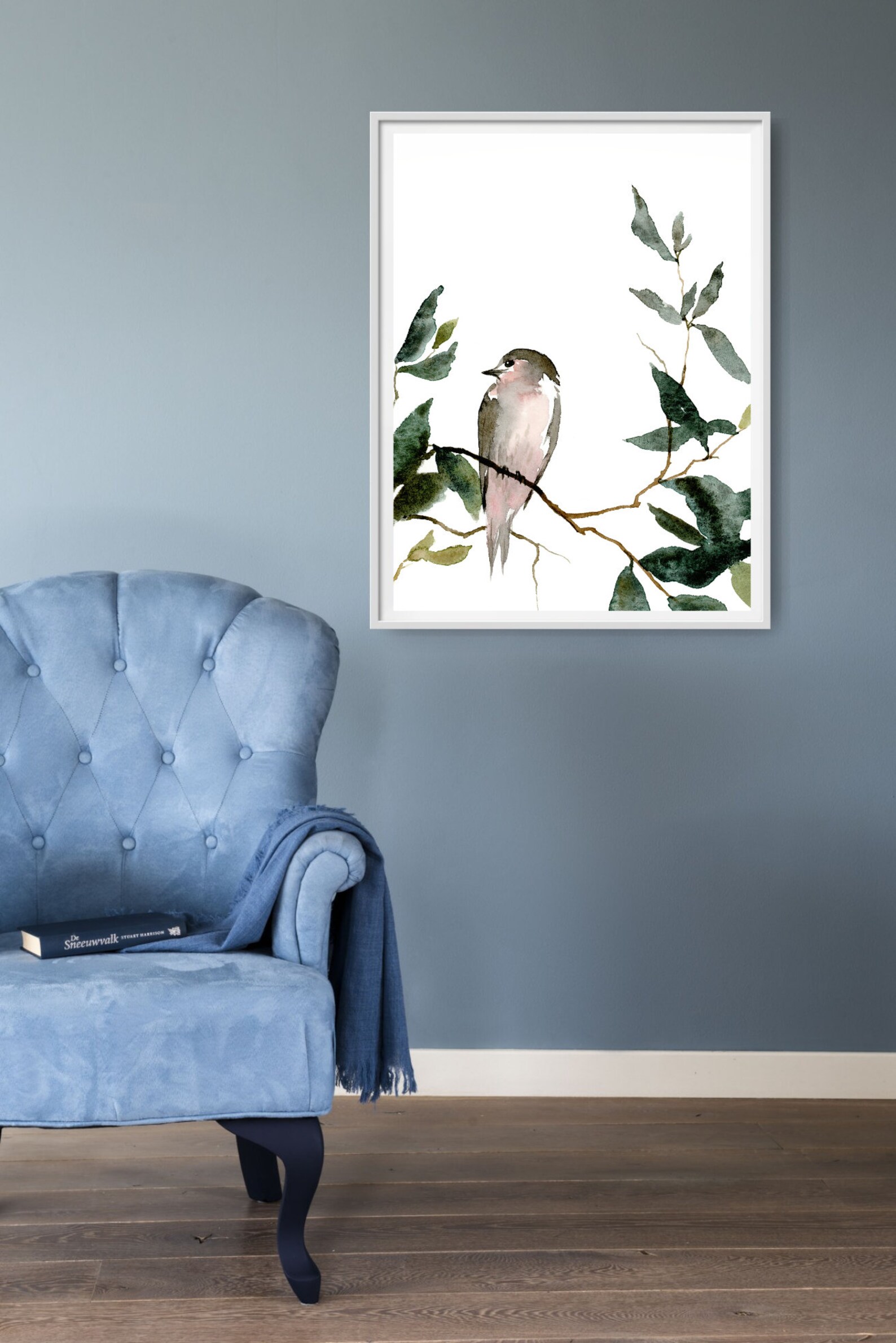 Swallow Painting Bird in the Tree Wall Art Watercolor Art Prints ...