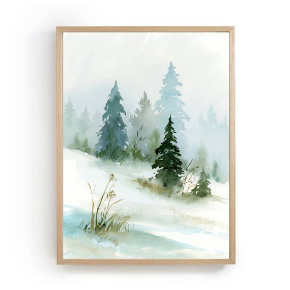 Pine Forest Winter Tree Art
