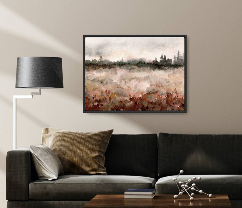 Forest Meadow Wall Art Large Abstract Landscape Painting Misty - Etsy