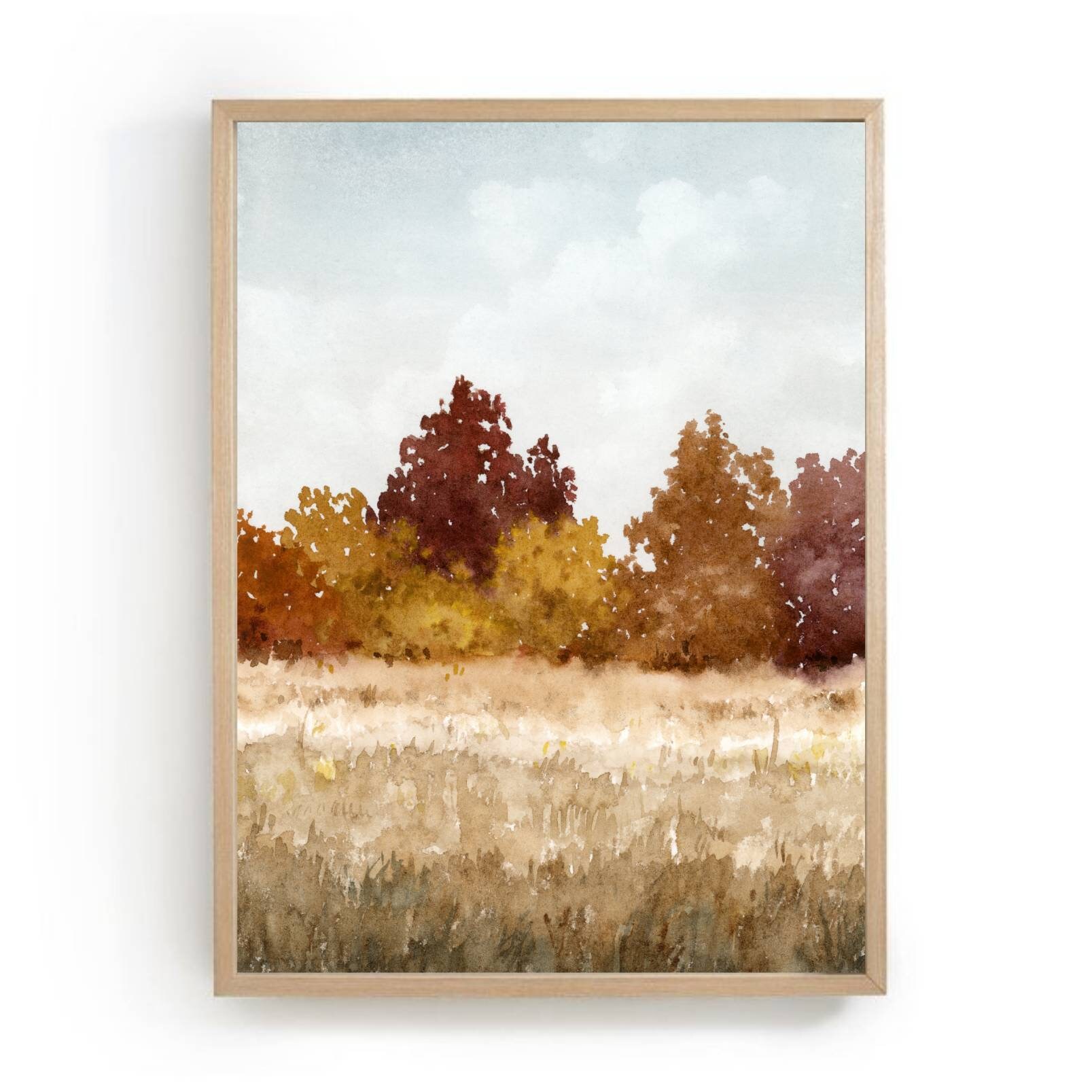 Fall Wall Art Autumn Landscape Autumn Tree Art Watercolor Painting Fall ...