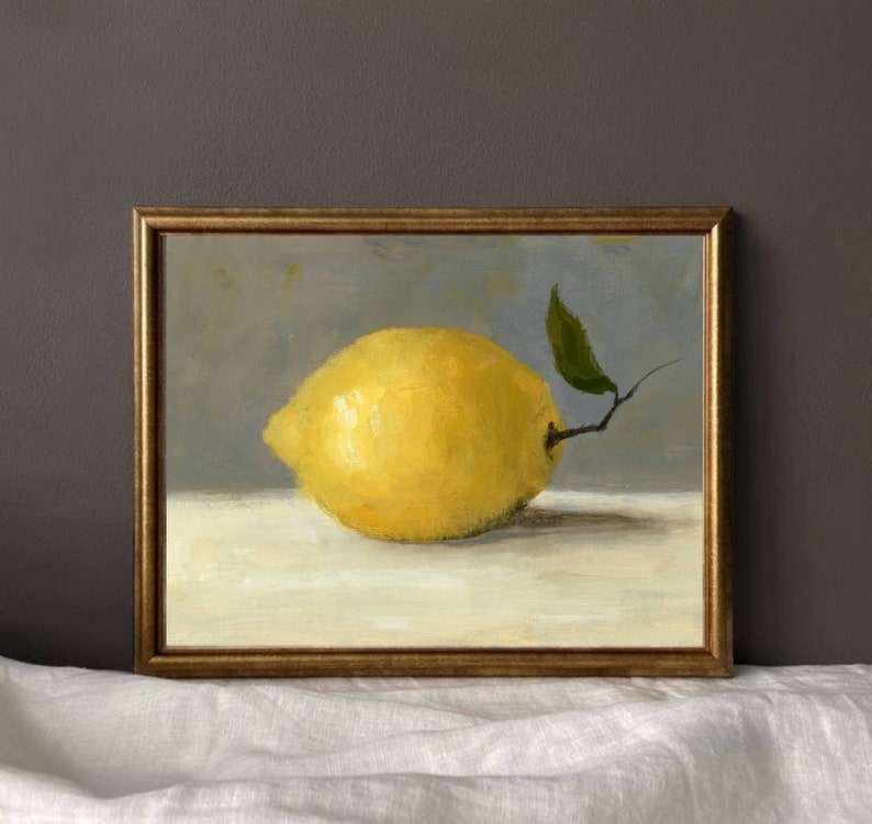 Lemon Art Print Small Oil Painting Prints Kitchen Wall Art Still Life ...