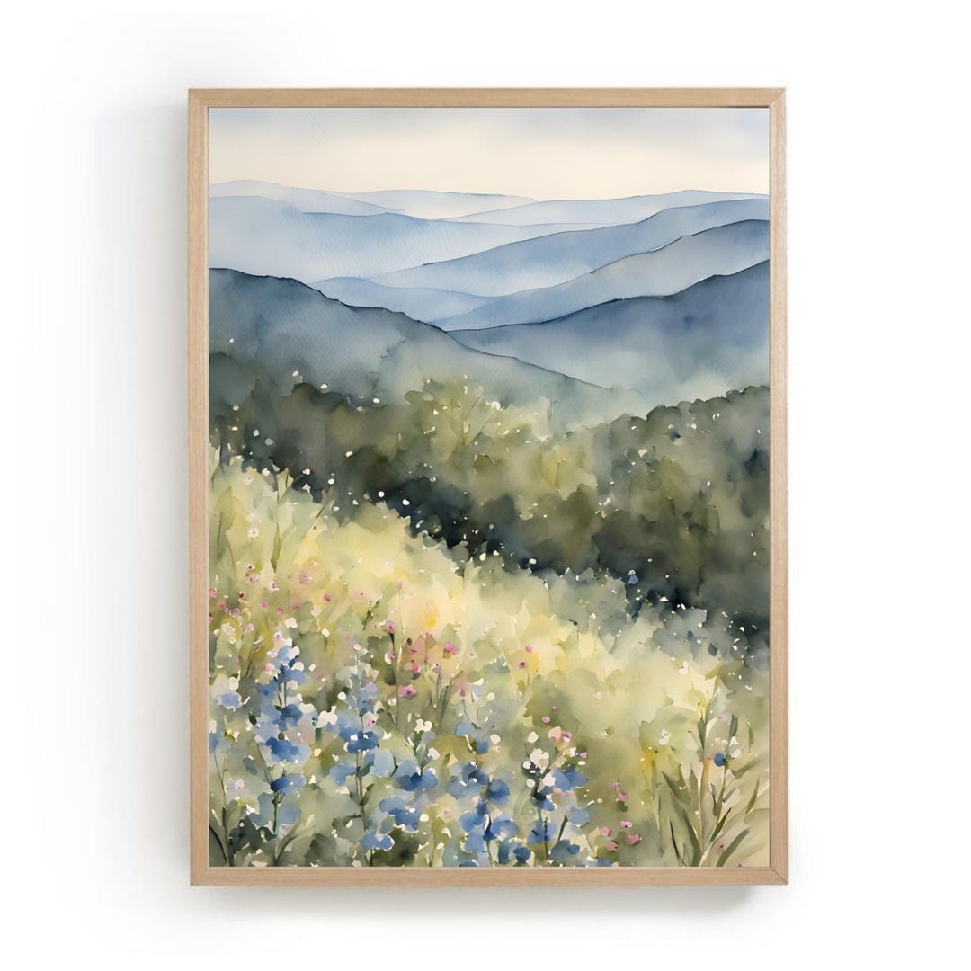Blue Ridge Mountains Painting Blue Ridge Parkway Watercolor Art Print ...