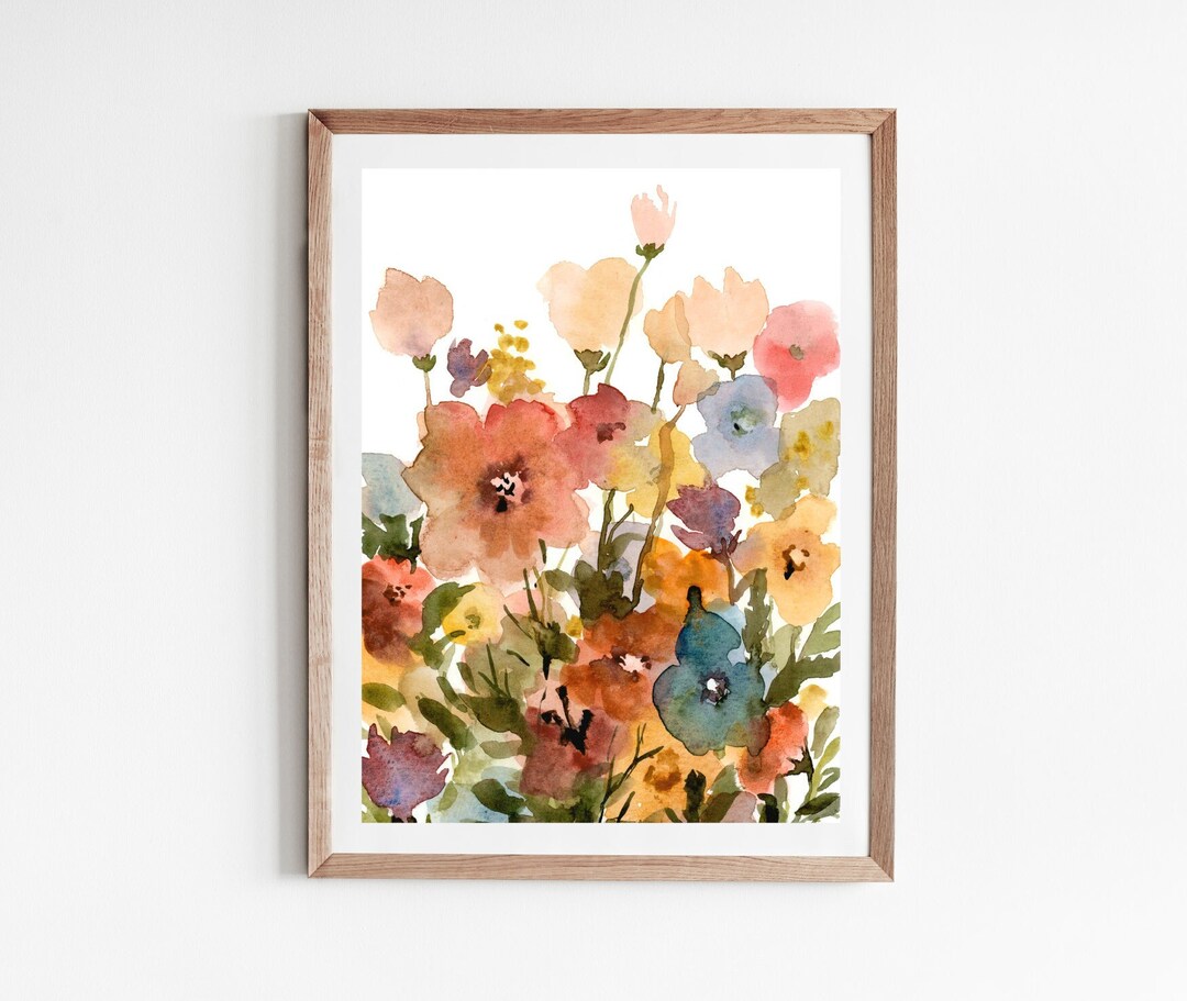 Large Floral Poster Wildflowers Painting Flower Meadow Art Prints ...