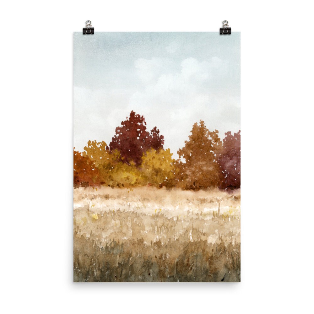 Fall Wall Art Autumn Landscape Autumn Tree Art Watercolor Painting Fall ...