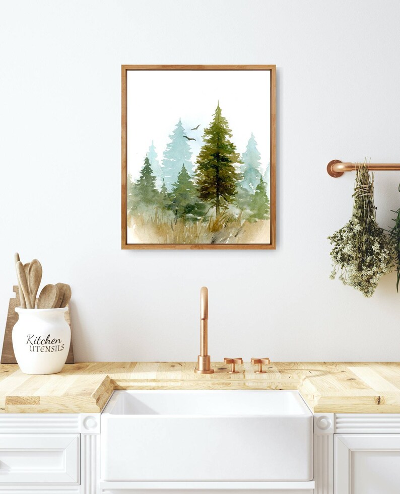 Ever Green Forest Print Watercolor Landscape Abstract Pine - Etsy