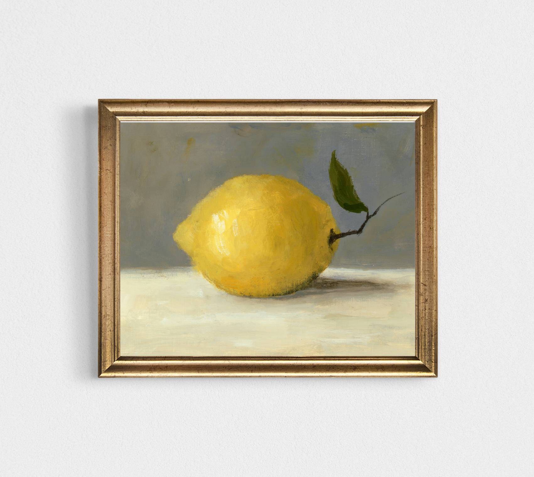 Lemon Art Print Small Oil Painting Prints Kitchen Wall Art Still Life ...