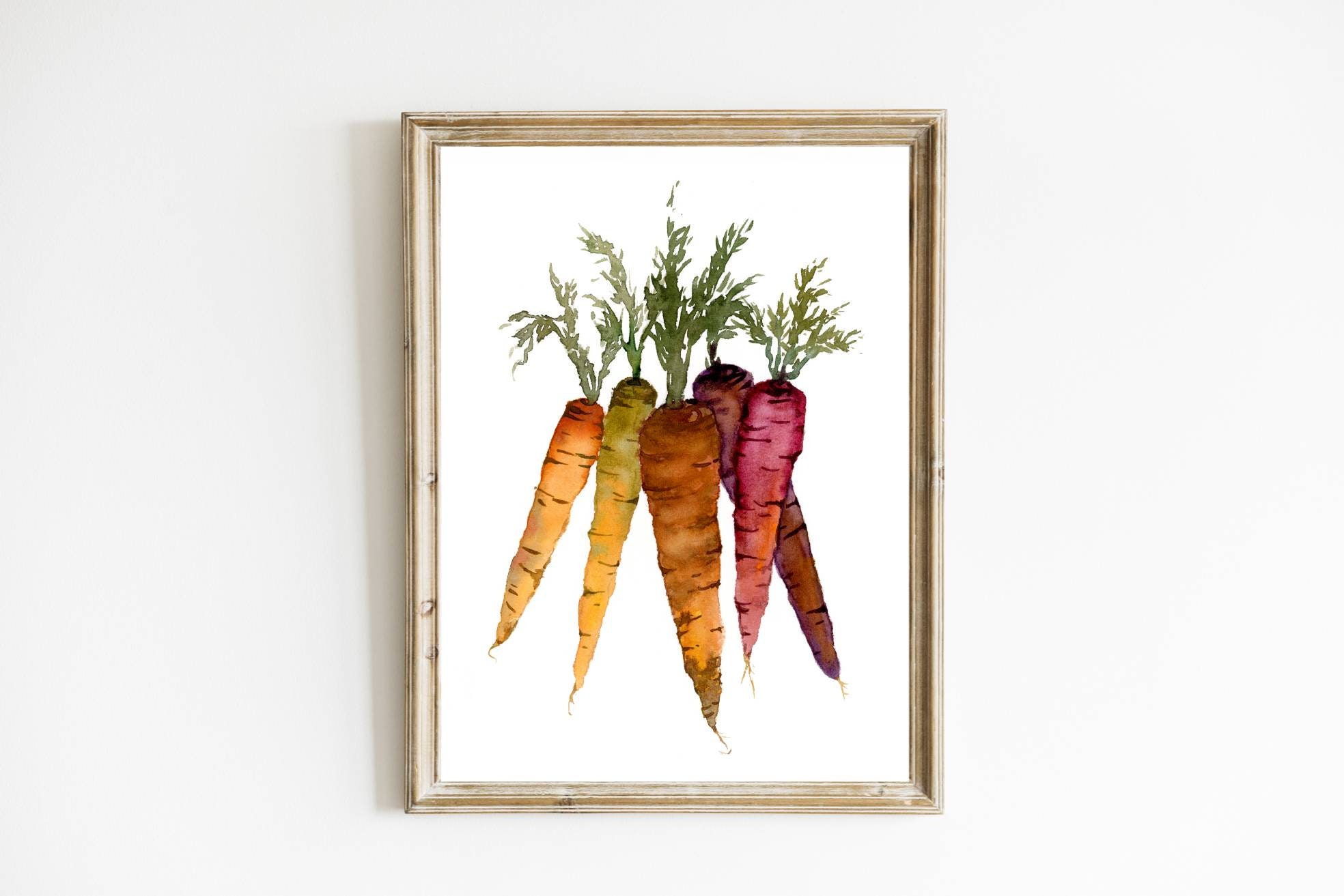 Carrot Watercolor Painting Kitchen Wall Decor Vegetables Wall - Etsy