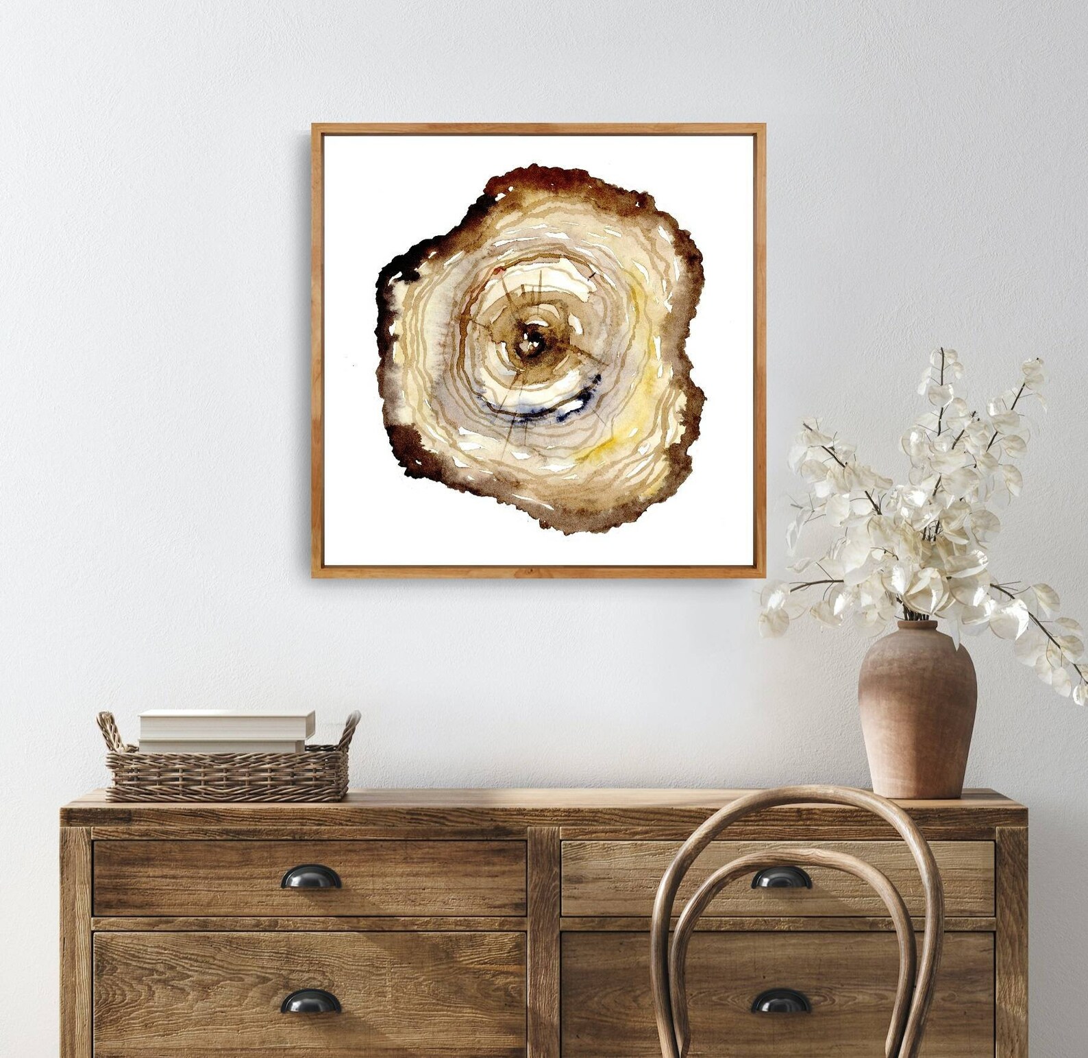 Oak Tree Ring Poster Tree Ring Print Watercolor Painting Large Tree ...