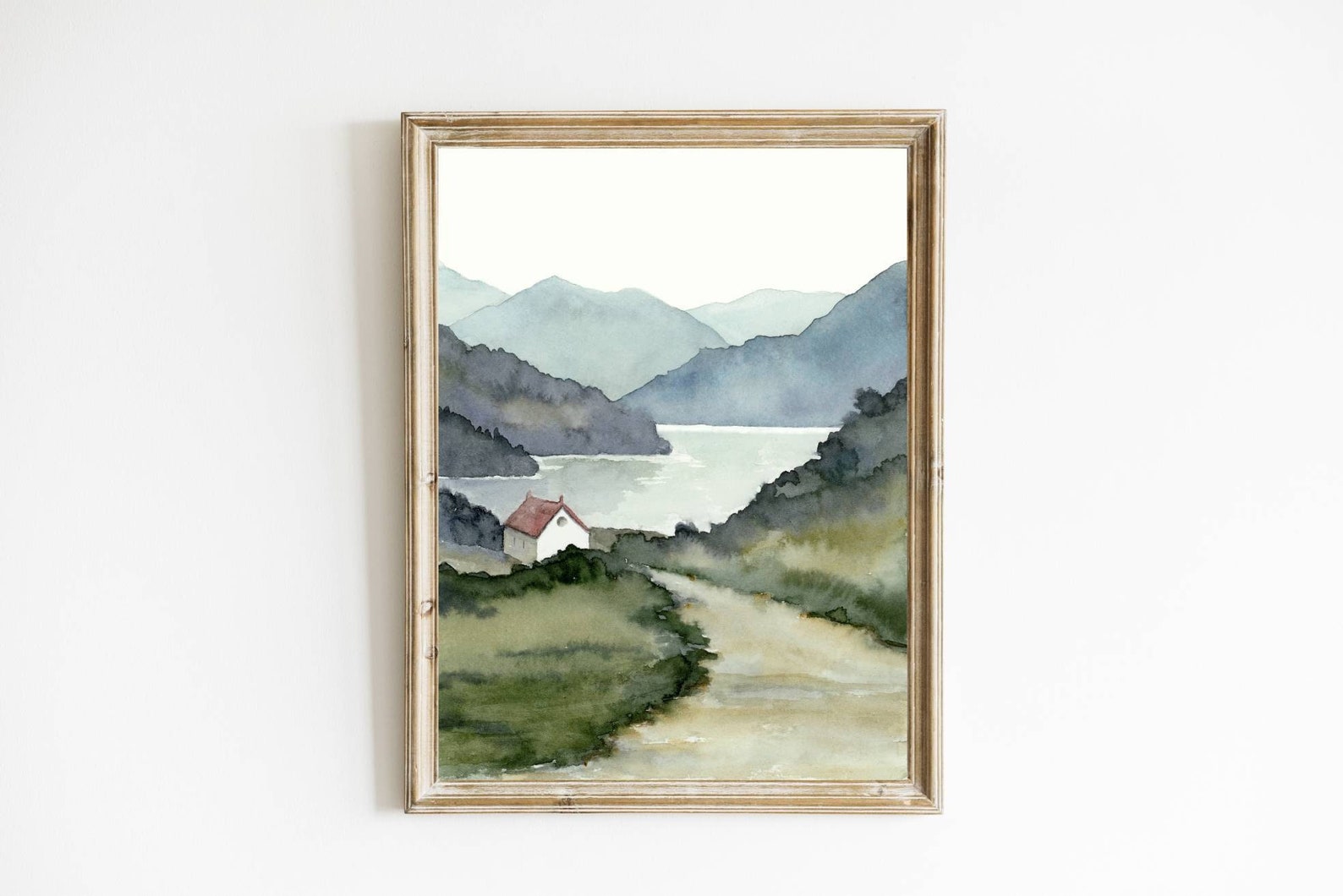 Lake House Painting Large Watercolor Landscape Norway Art - Etsy