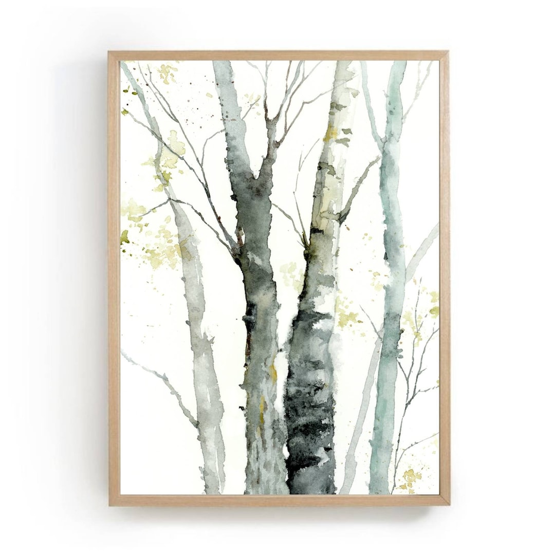 Aspen Tree Wall Art Spring Tree Art Print Abstract Watercolor Painting ...