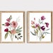 Large Floral Wall Art Set of 2 Wildflowers Watercolor Painting Pink ...