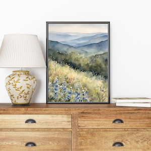 Blue Ridge Mountains Painting Blue Ridge Parkway Watercolor Art Print ...