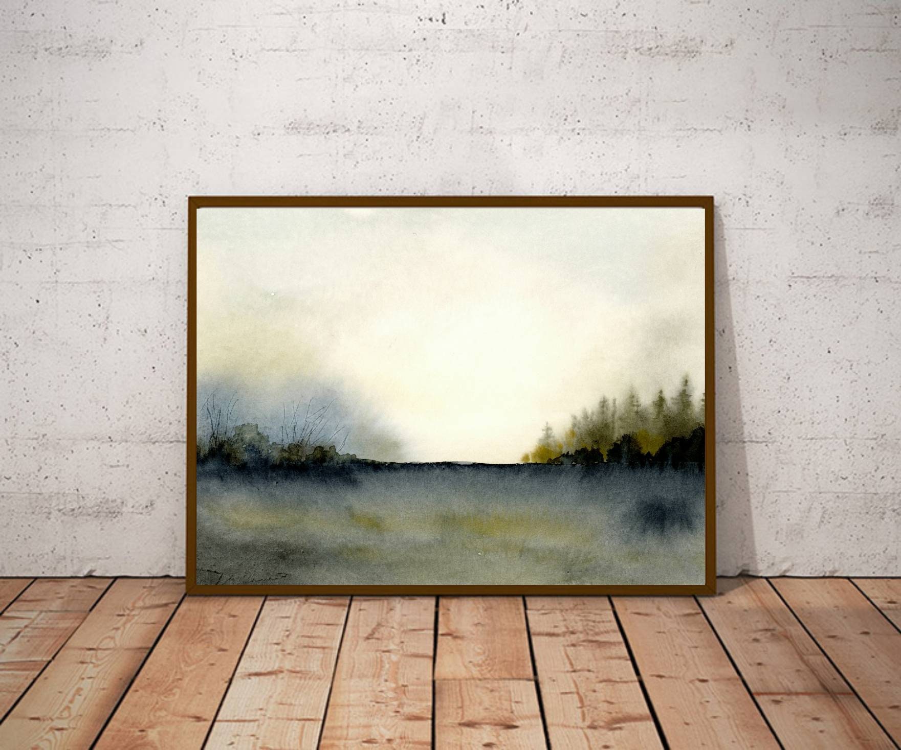 Misty Forest Print Watercolor Pine Tree Wall Art Watercolor | Etsy