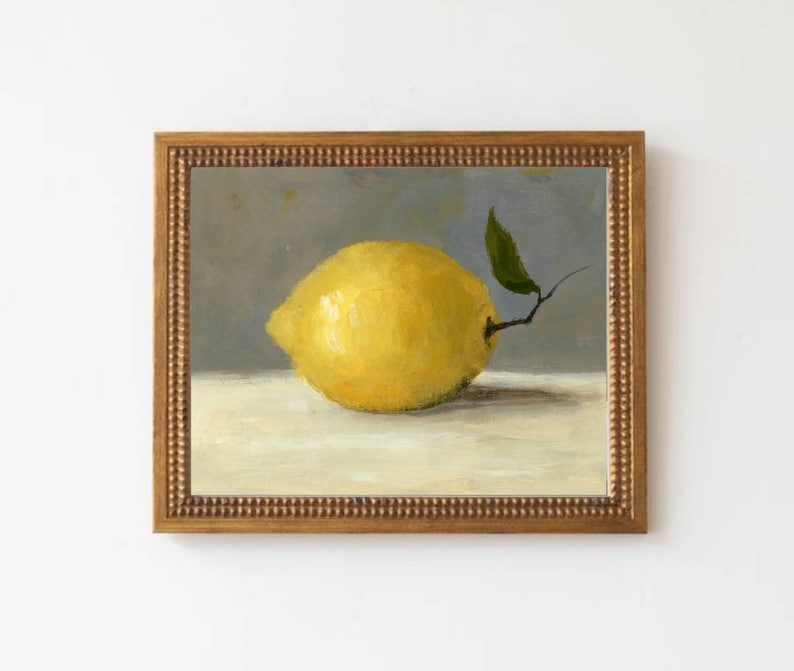 Lemon Art Print Small Oil Painting Prints Kitchen Wall Art Still Life ...