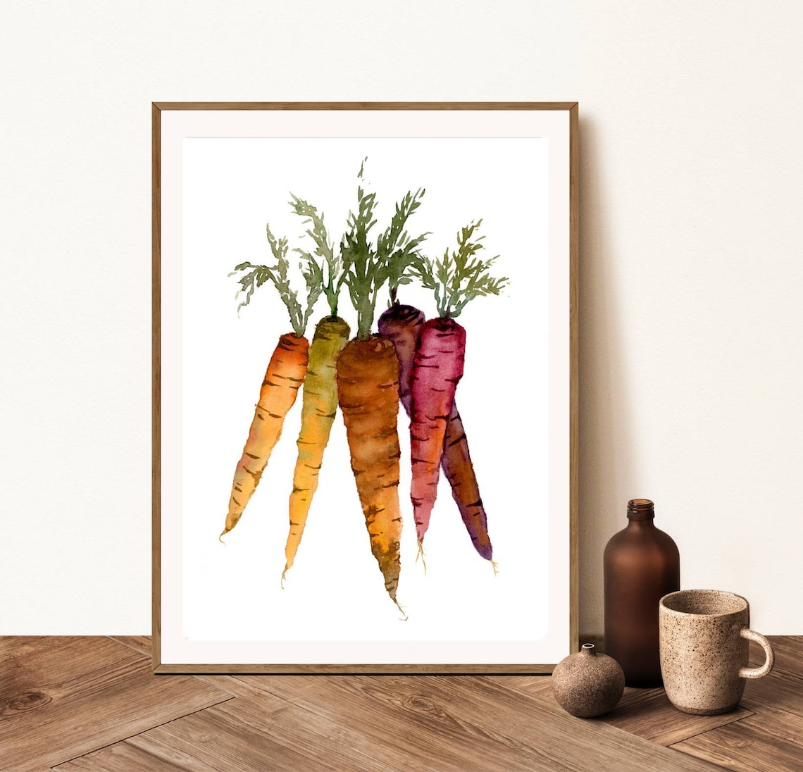 Dipinti ad acquerello di verdure, poster da cucina, giardino, carote ...