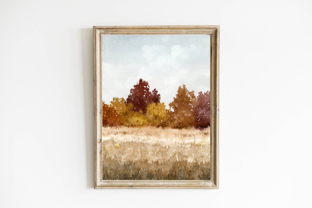 Fall Wall Art Autumn Landscape Autumn Tree Art Watercolor Painting Fall ...