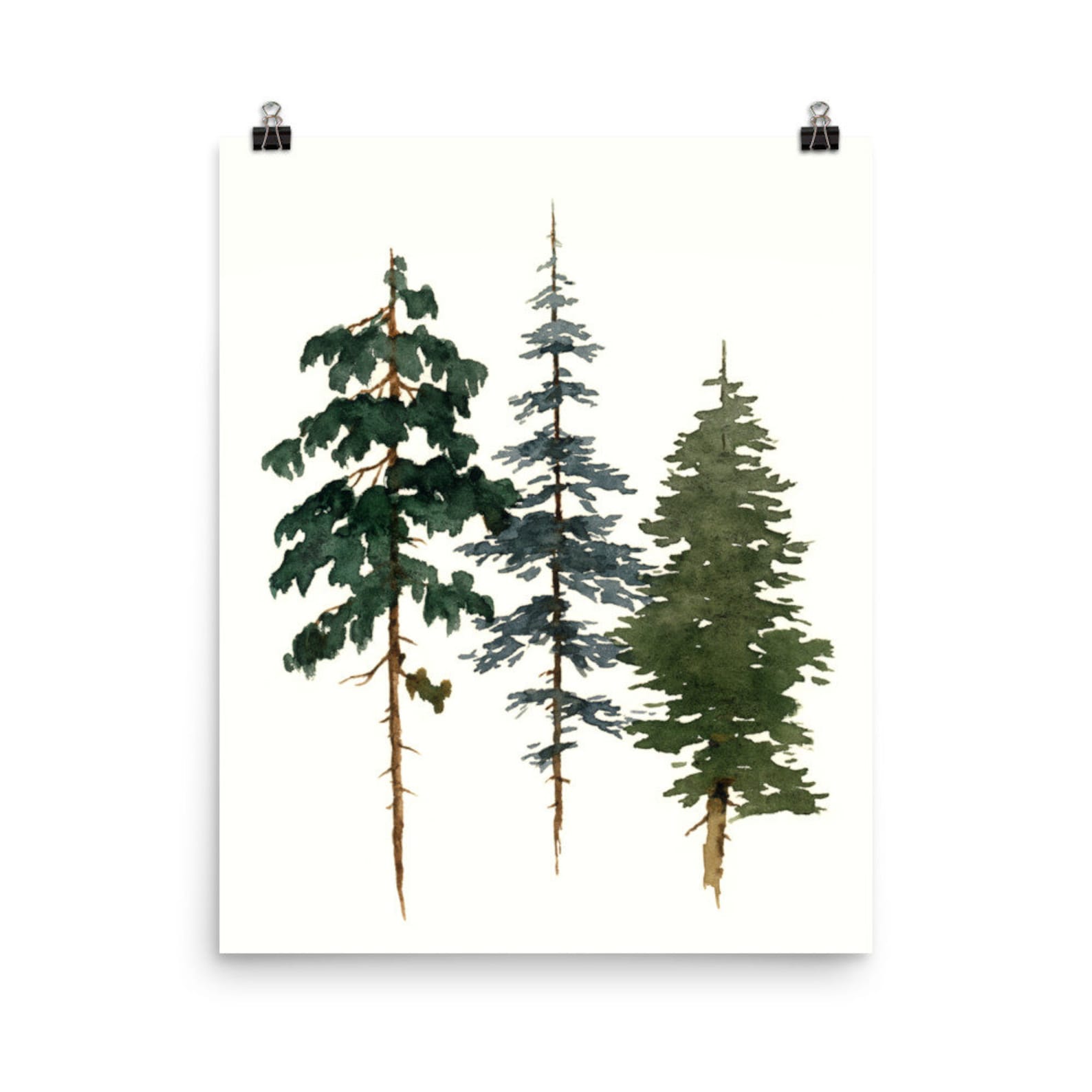 Pine Tree Wall Art Evergreen Tree Print Minimalist Watercolor - Etsy